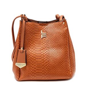 LONDON FOG COCO Lizard Shoulder Bag for Women, Vegan Leather Handbags - Cognac Lizard 1