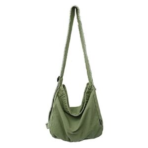 grunge bag hobo boho hippie crossbody bag sling purses for office school shopping travel y2k aesthetic (army green)