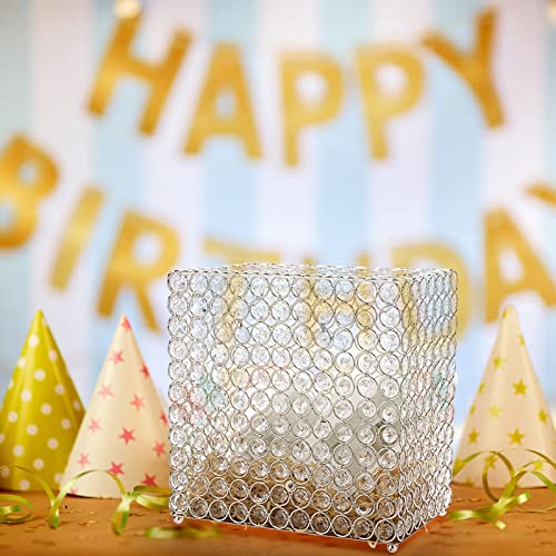 ELLDOO Crystal Wedding Card Box, Rectangle Money Card Box Silver Gift for Wedding Receptions, Centerpiece Decor, Anniversary, Keepsake, Gift Display Box