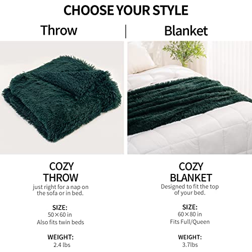 RECYCO Faux Fur Sherpa Throw Blanket Dark Green, Super Soft Fuzzy Fluffy Blankets Plush Warm Cozy Throw Reversible Comfy Thick Shaggy Sherpa Blanket for Couch Sofa Bed 50x60 Inches