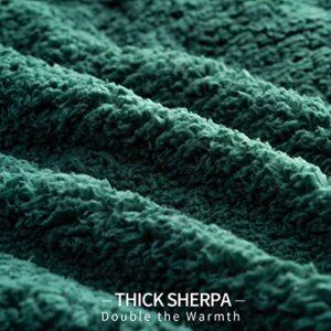 RECYCO Faux Fur Sherpa Throw Blanket Dark Green, Super Soft Fuzzy Fluffy Blankets Plush Warm Cozy Throw Reversible Comfy Thick Shaggy Sherpa Blanket for Couch Sofa Bed 50x60 Inches