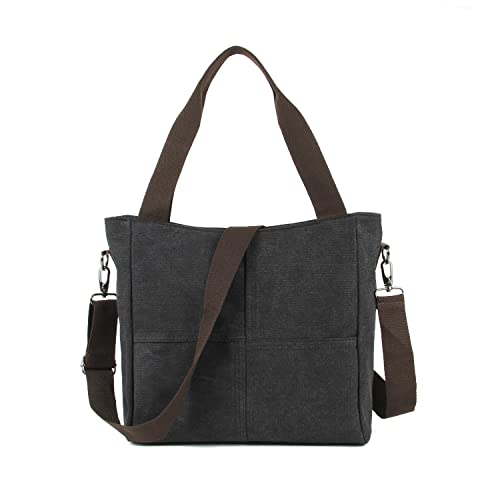 KUANG! Women's Canvas Tote Shoulder Bags Handbag Satchel Purses Small Work Travel Crossbody Bag