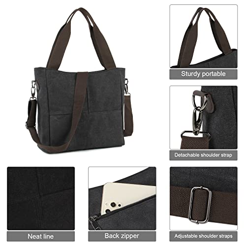 KUANG! Women's Canvas Tote Shoulder Bags Handbag Satchel Purses Small Work Travel Crossbody Bag