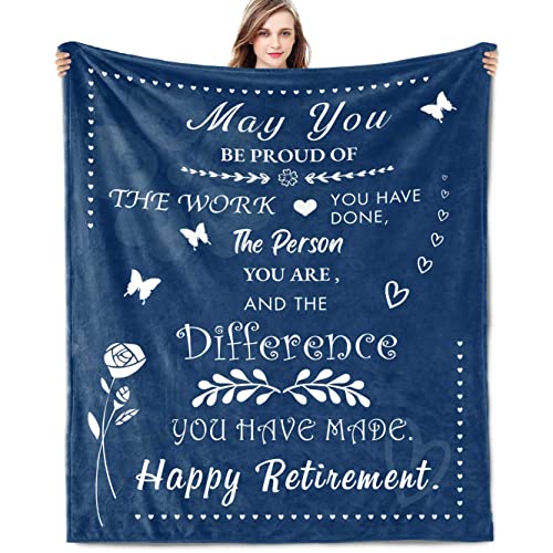 Retirement Gifts for Men Blankets - Retirement Party Decorations - Happy Retirement Gifts - Retirement Gifts for Coworker - Retirement Decor Gift for Mom Wife from Daughter Throw Blankets 50 x 60 Inch