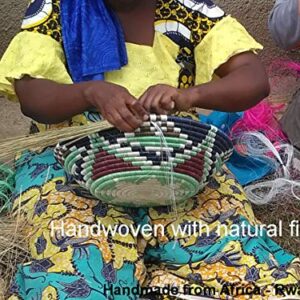 Set of 3 Hand Woven African Baskets - (1 Large: 12 Inches, 1 Medium: 10 Inches, 1 Small: 8 Inches) - Sisal & Sweetgrass Basket - Woven Bowl - Handmade in Rwanda