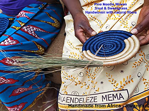 Set of 3 Hand Woven African Baskets - (1 Large: 12 Inches, 1 Medium: 10 Inches, 1 Small: 8 Inches) - Sisal & Sweetgrass Basket - Woven Bowl - Handmade in Rwanda