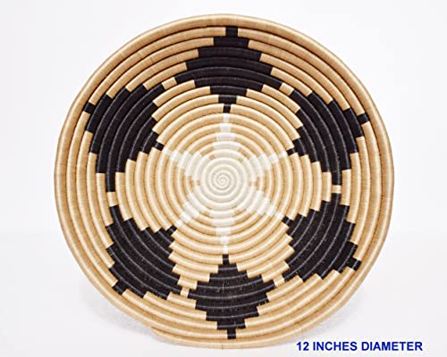 Set of 3 Hand Woven African Baskets - (1 Large: 12 Inches, 1 Medium: 10 Inches, 1 Small: 8 Inches) - Sisal & Sweetgrass Basket - Woven Bowl - Handmade in Rwanda