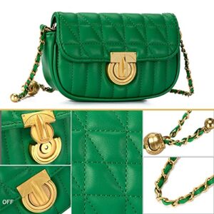 Milan Chiva Women's Crossbody Handbags Quilted Satchel Bag Ladies Stylish Evening Bag Clutch Purses with Chain Shoulder Strap Green ABU-MC-1001GN