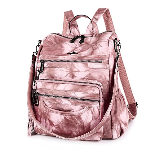 Backpack Purse Women PU Leather ladies fashion shoulder bag Casual Tassel Zipper Angel Kiss Backpacks(Pink)