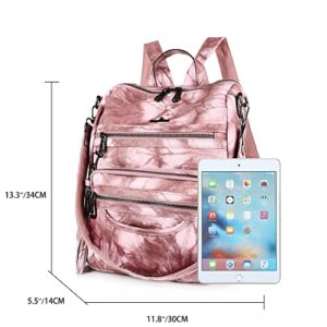 Backpack Purse Women PU Leather ladies fashion shoulder bag Casual Tassel Zipper Angel Kiss Backpacks(Pink)