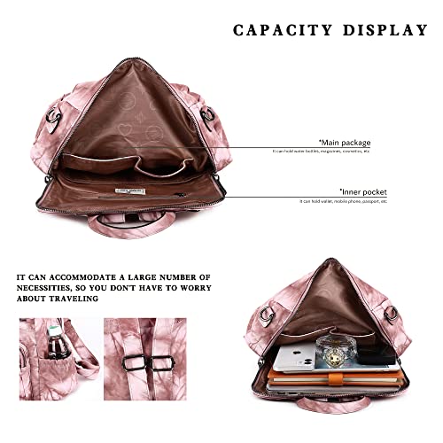 Backpack Purse Women PU Leather ladies fashion shoulder bag Casual Tassel Zipper Angel Kiss Backpacks(Pink)