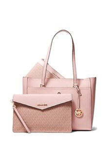 michael kors maisie large pebbled leather 3-in-1 tote bag (dk powder blush)