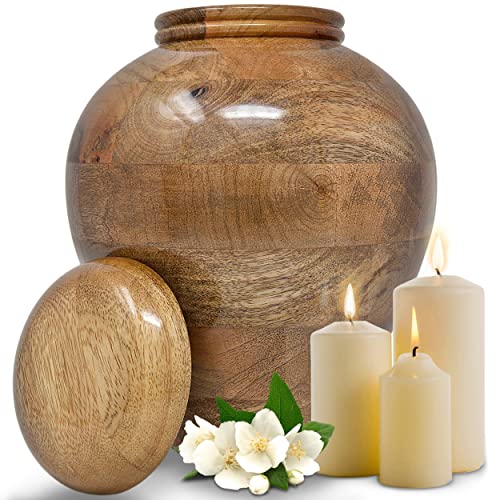 Malaika Memorials Medium Wood Urns for Human Ashes Adult Female/Male - Real Wooden Urns for Ashes Adult Male/Female - Cremation Urns for Adult Ashes up to 180 lbs