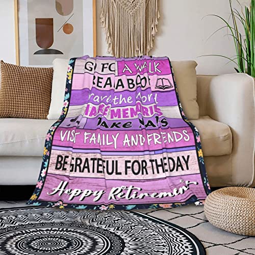 LGULDZ Retirement Gifts for Women Best Retirement Gift Blanket Happy Retirement Gift for Party Decorations Retired Teacher Coworker Warm Throw Blanket 50"x60"