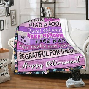 LGULDZ Retirement Gifts for Women Best Retirement Gift Blanket Happy Retirement Gift for Party Decorations Retired Teacher Coworker Warm Throw Blanket 50"x60"