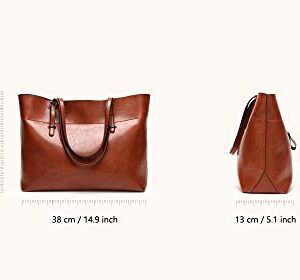 LiGooLif Vintage PU Leather Tote Shoulder Bag for Women Satchel Handbag with Top Handles