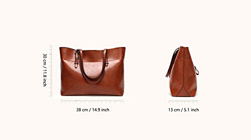 LiGooLif Vintage PU Leather Tote Shoulder Bag for Women Satchel Handbag with Top Handles