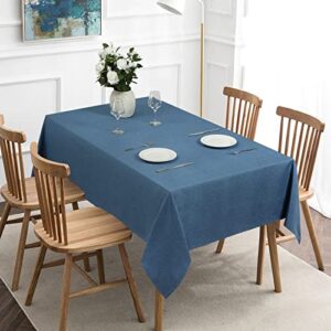 JUCFHY Rectangle Table Cloth,Linen Tablecloth Heavy Duty Fabric,Stain-Proof,Water Resistant Washable Table Cloths,Decorative Oblong Table Cover for Kitchen and Holiday(52x70 Inch,Denim Blue)