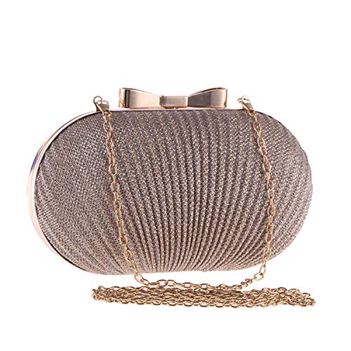 FUKZTE Women Clutch Bag Handbag with Chain Ladies Evening Bridal Wedding Party Handbags,Champagne