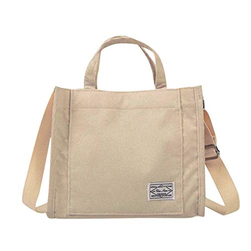 Qwent Shoulder Bags Women's Canvas Bag Corduroy Handbag Fashion Casual Shoulder Messenger Bag White