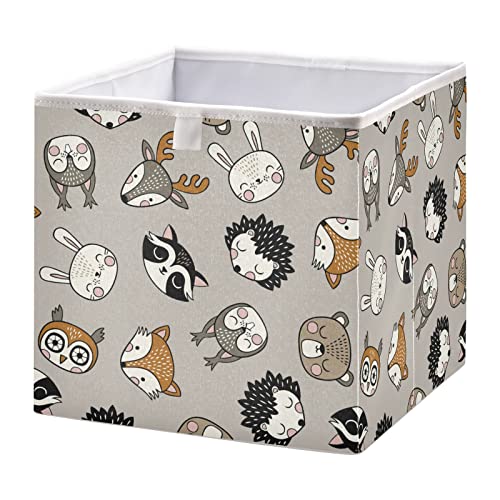 Blueangle Cute Woodland Animals Cube Storage Bin, 11 x 11 x 11 in, Large Collapsible Organizer Storage Basket for Home Décor（545）