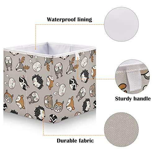 Blueangle Cute Woodland Animals Cube Storage Bin, 11 x 11 x 11 in, Large Collapsible Organizer Storage Basket for Home Décor（545）