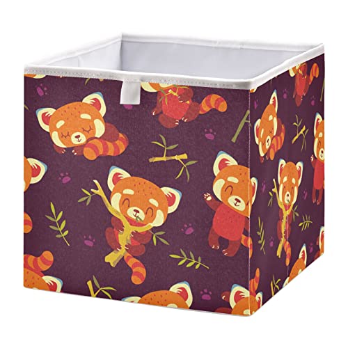 Blueangle Red Panda Cube Storage Bin, 11 x 11 x 11 in, Large Collapsible Organizer Storage Basket for Home Décor（410）