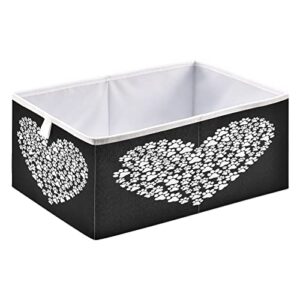 ALAZA I Love Dog Paw Print 11 Inch Cube Storage Bin Organizer Foldable Basket for Closet Cabinet Shelf Office