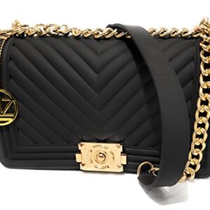 MariaKinz Jelly Crossbody/Shoulder Purse (Black Chevron)