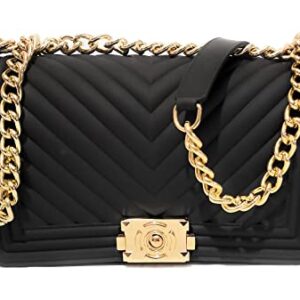 MariaKinz Jelly Crossbody/Shoulder Purse (Black Chevron)