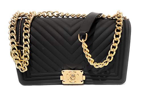 MariaKinz Jelly Crossbody/Shoulder Purse (Black Chevron)