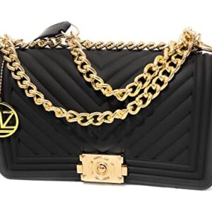 MariaKinz Jelly Crossbody/Shoulder Purse (Black Chevron)