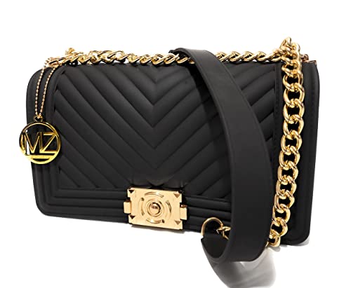 MariaKinz Jelly Crossbody/Shoulder Purse (Black Chevron)