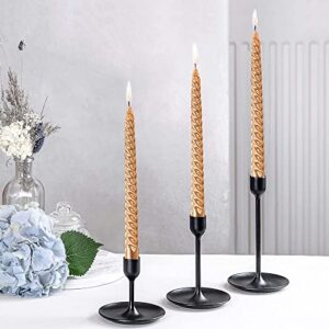 Tall Metallic Spiral Taper Candles 10 Inch/25cm, 4pcs Tall Unscented Dripless Candles with Cotton Wicks Perfect for Dinner, Party, Wedding Decor,7Hour Burn Time-3/4 Base (4 Spiral Gold)