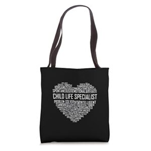 child life specialist heart cls student child life month tote bag