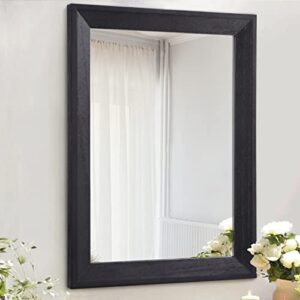 aazzkang wall mirror black rectangle rustic wood mirror decorative hanging mirror for bathroom bedroom farmhouse