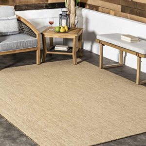 nuLOOM Easy-Jute Nakia Solid Indoor/Outdoor Area Rug, 9' 6" x 12', Natural