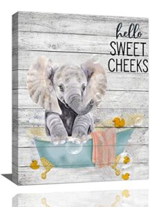 funny elephant bathroom wall art elephant bathroom pictures wall decor elephant in bathtub canvas painting print for wall farmhouse animal bathroom wall decor artwork framed for bedroom toilet 12″x16″