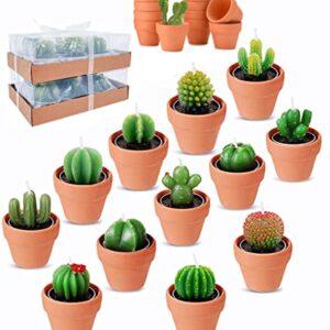 12pcs Cactus Tealight Candles Bridal Shower Gifts Boho Mexican Party Decorations Succulent Candle Mini Tea Light Baby Shower Favors Novelty Fiesta Terrarium Plant Candles Bulk