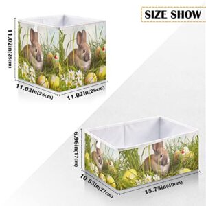 RunningBear Easter Eggs Rabbit Storage Basket Storage Bin Square Collapsible Toy Bins Empty Gift Baskets Organizer for Office Outside Cars