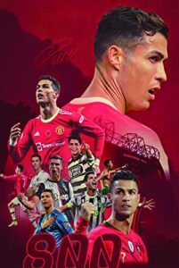 soccer superstar cristiano ronaldo poster wall art, motivational football star canvas wall art, cristiano ronaldo football career 800 ball commemorative poster for office home decor, 16″x24″-unframed