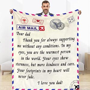 dad blanket – throw blanket to my dad, i love you dad gifts from daughter or son for dad, birthday gifts for dad unique, air mail letter blanket for fathers day