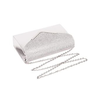 Lam Gallery Rhinestone Evening Clutch Handbag Bling Silver Crystal Bridal Purse Wedding Cocktail Party Bag(Silver)