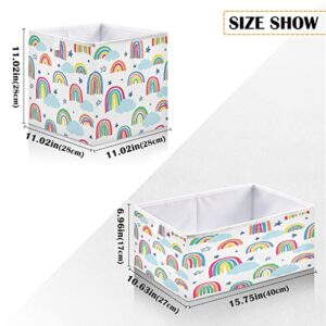 Blueangle Cartoon Rainbow Cube Storage Bin, 11 x 11 x 11 in, Large Collapsible Organizer Storage Basket for Home Décor（1004）