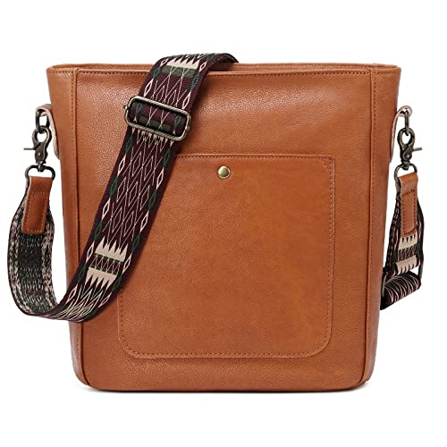 G-FAVOR Leather Crossbody Bag Leather Handbag for Women Brown Vegan Leather Designer Purse Shoulder Zipper Bag for Women