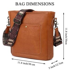 G-FAVOR Leather Crossbody Bag Leather Handbag for Women Brown Vegan Leather Designer Purse Shoulder Zipper Bag for Women