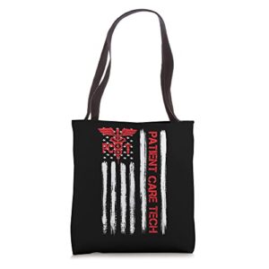 patient care technician american flag us patient care tech tote bag