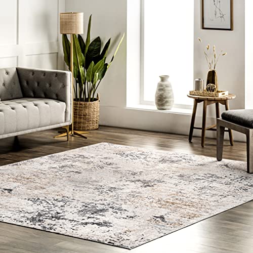 nuLOOM Danae Abstract Machine Washable Area Rug, 8' x 10', Ivory