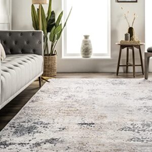 nuLOOM Danae Abstract Machine Washable Area Rug, 8' x 10', Ivory