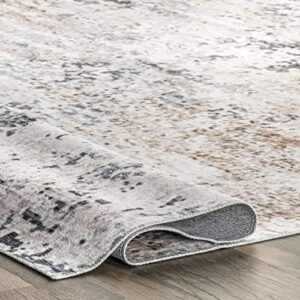 nuLOOM Danae Abstract Machine Washable Area Rug, 8' x 10', Ivory